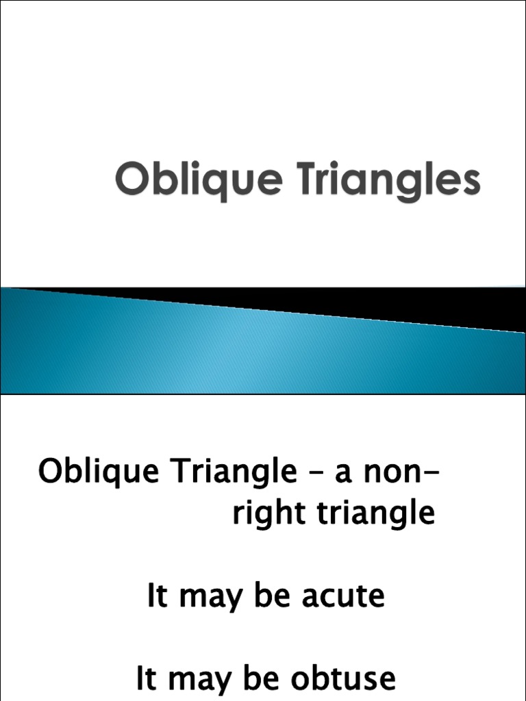 Oblique Plane Triangles | PDF | Sine | Triangle