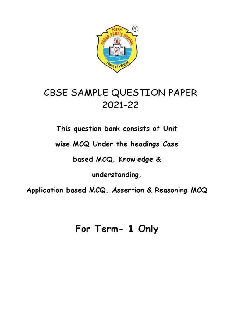 CBSE SAMPLE QUESTION PAPER 2021-22 TERM 1 PLANNING IN SPORTS MCQS | PDF ...
