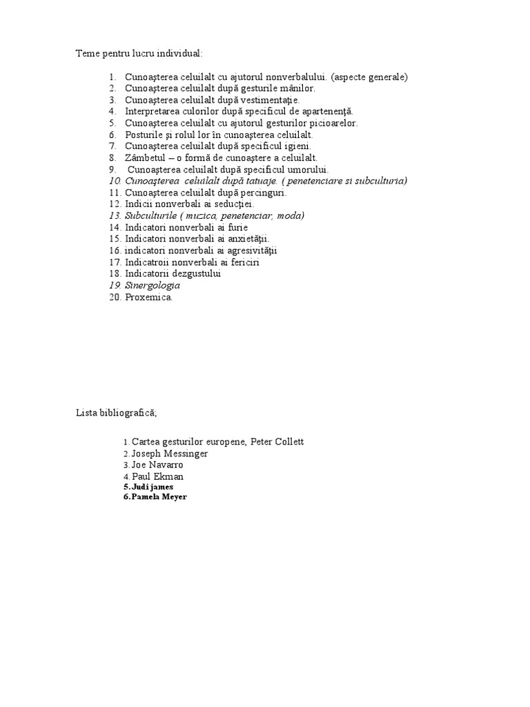 Teme Pentru Lucru Individual | PDF