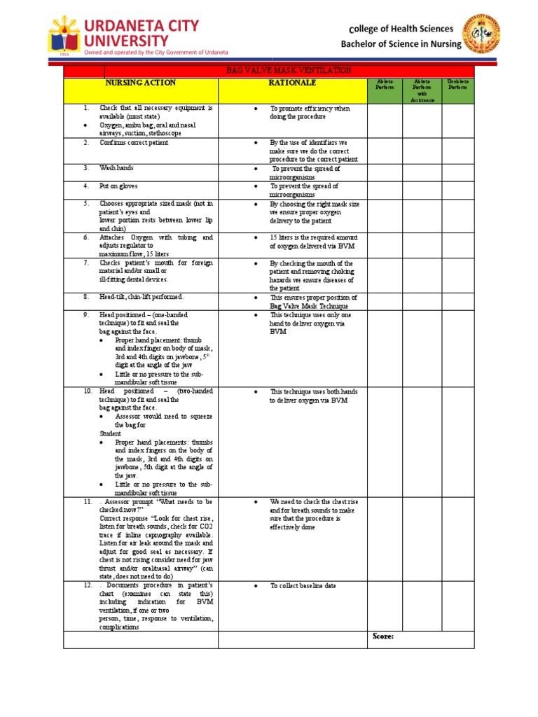 Checklist BVMT | PDF | Breathing | Health Care