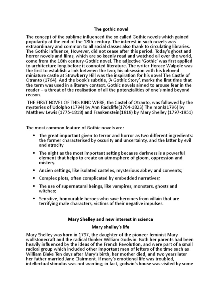 Mary Shelley's Frankenstein: Exploring the Influence of Science and the ...