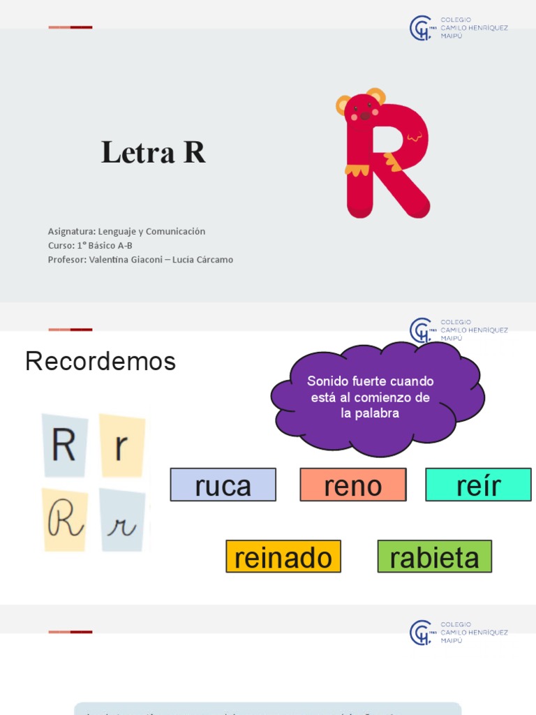 Actividades de la letra R suave | PDF