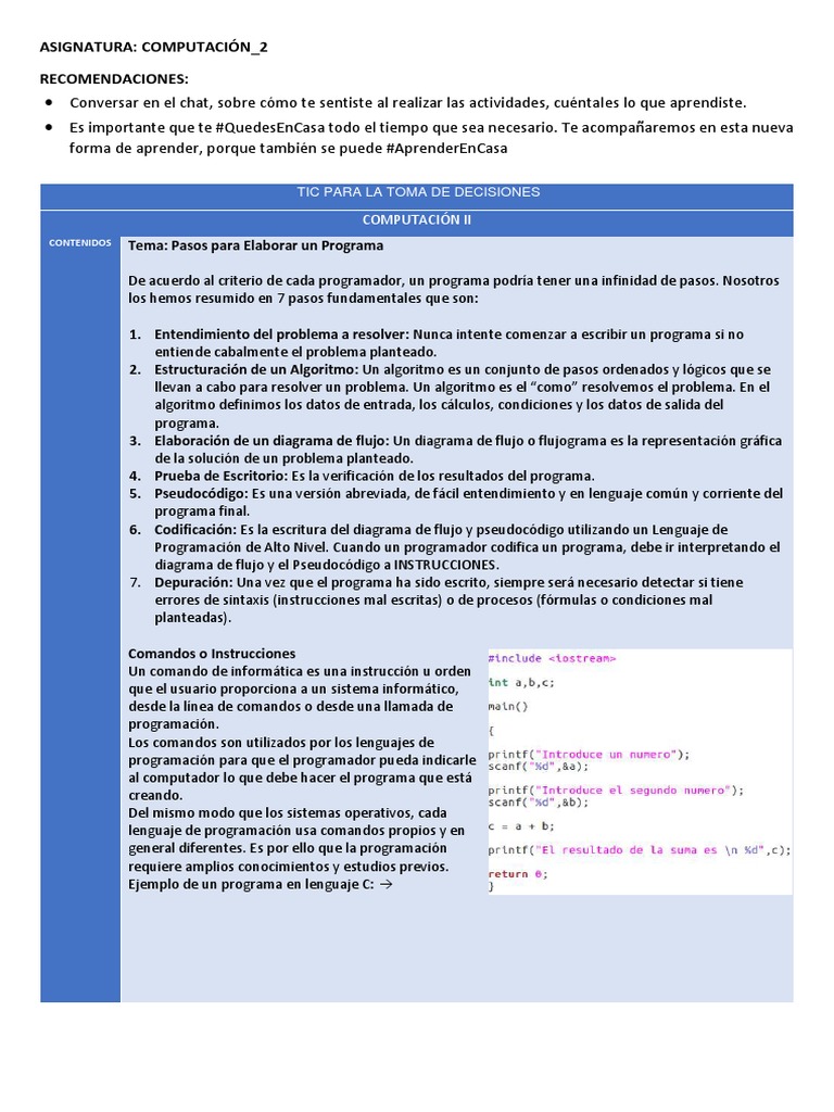 Computación - 2 Pasos para Elaborar Un Programa | PDF | Programación | Programa de computadora
