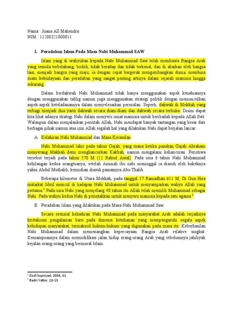 Peradaban Islam Pada Masa Nabi Muhammad SAW | PDF | Politik | Ilmu Sosial