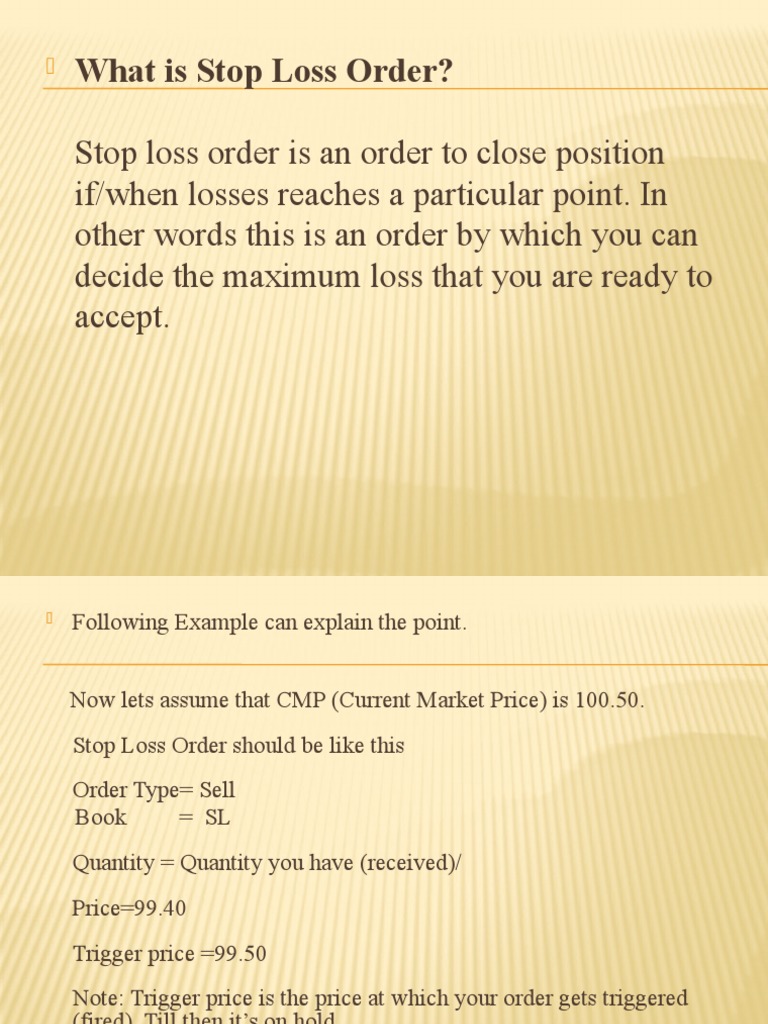 Understanding Stop Loss Orders Explained | PDF