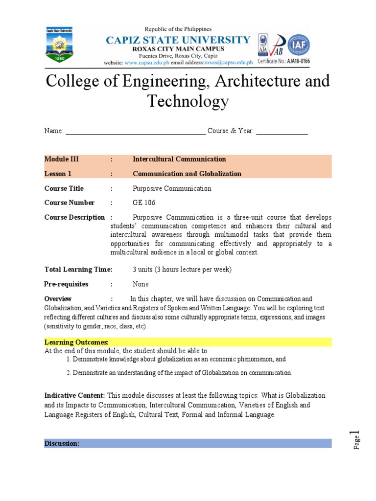 Purposive Module 3f PDF Free | PDF | Cross Cultural Communication ...