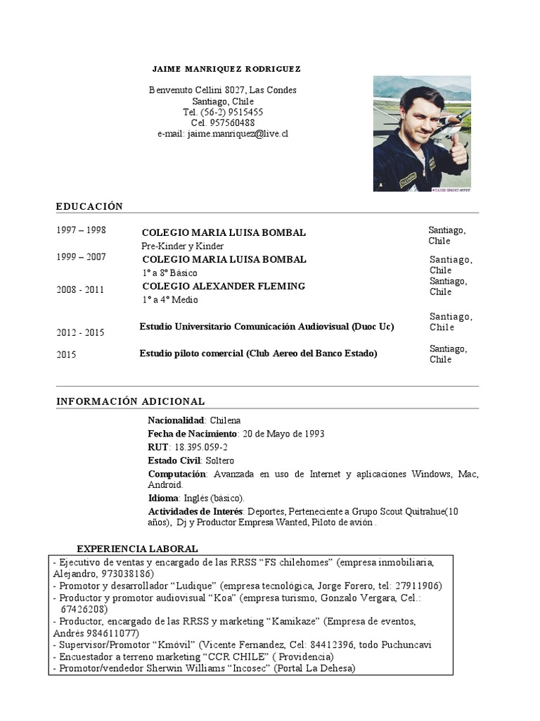 CV Jaime Manriquez 2020 | PDF | Chile | Informática