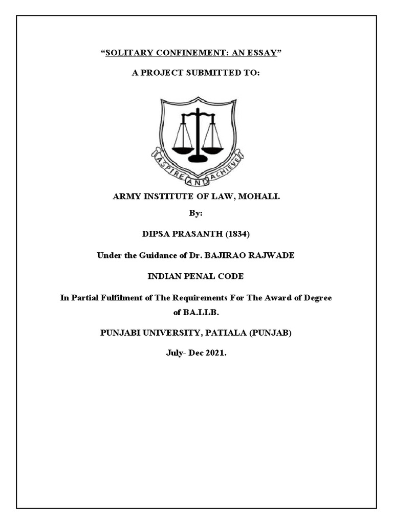 Ipc Assignment Dipsa | PDF | Solitary Confinement | Penal Labour