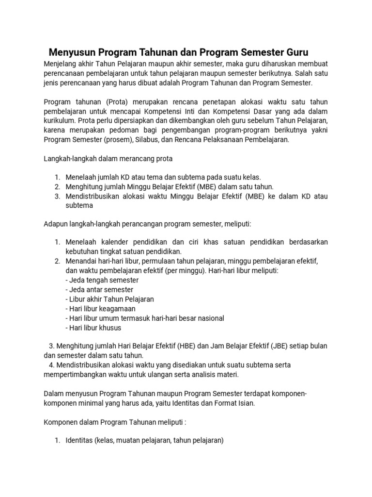 Menyusun Program Tahunan Dan Program Semester Guru | PDF | Bisnis | Seni