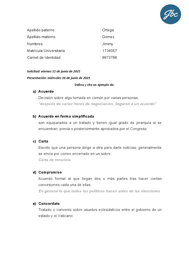 DR Borelli EJERCICIO #1-A | PDF | Gobierno | Relaciones Internacionales