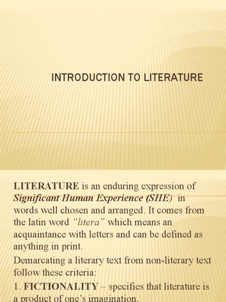 Introduction To Literature | PDF | Narrative | Poetry