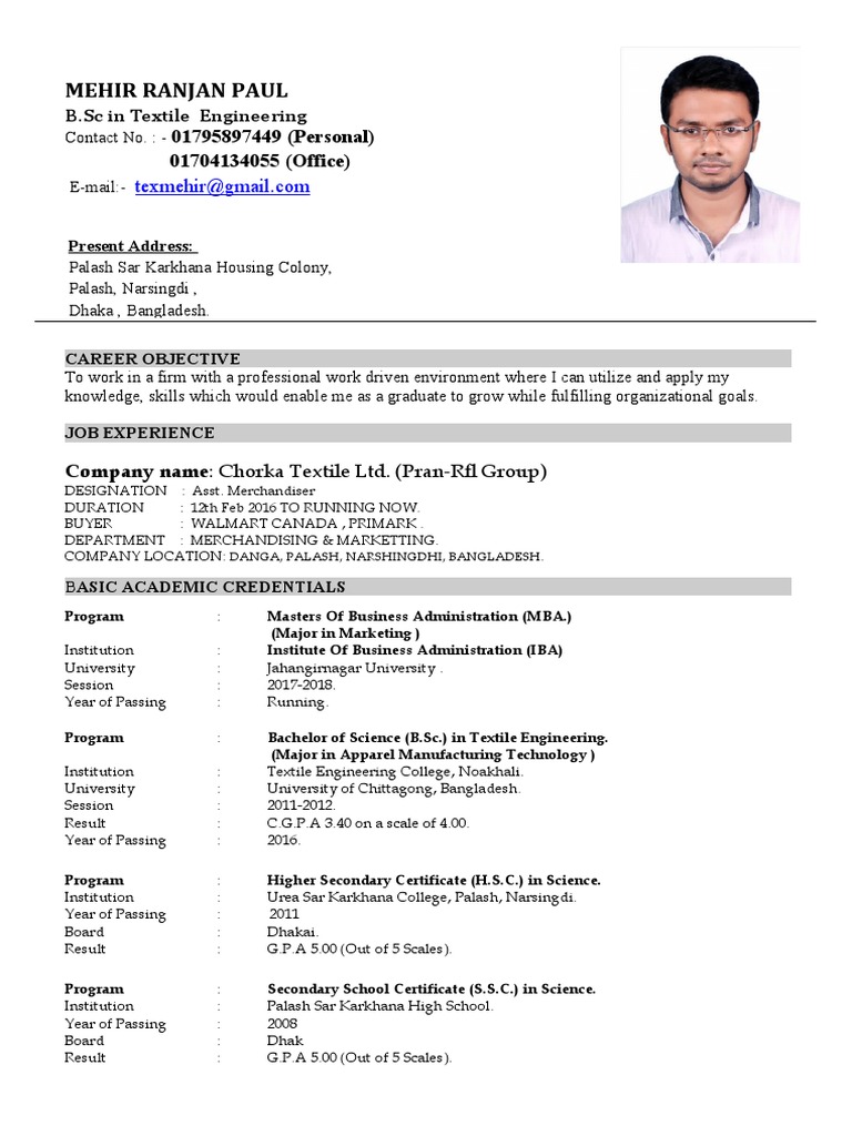 Mehir Ranjan Paul's CV | PDF