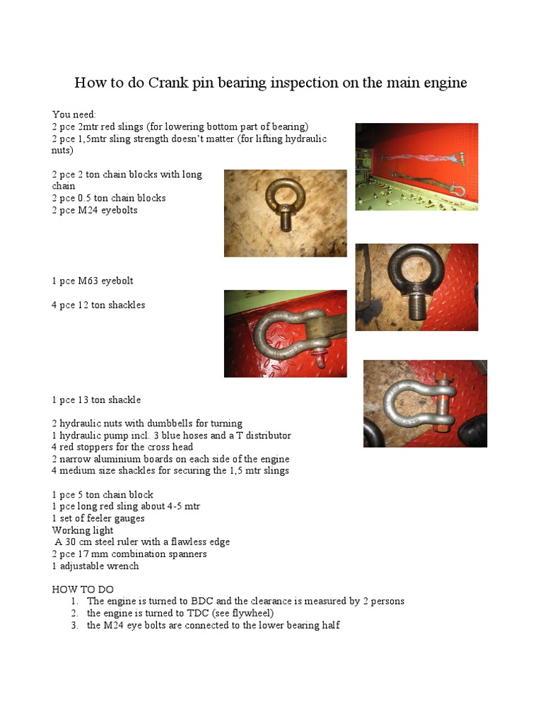 Inspection of Crank Pin Bearing Inspection On The Main Engine | PDF ...