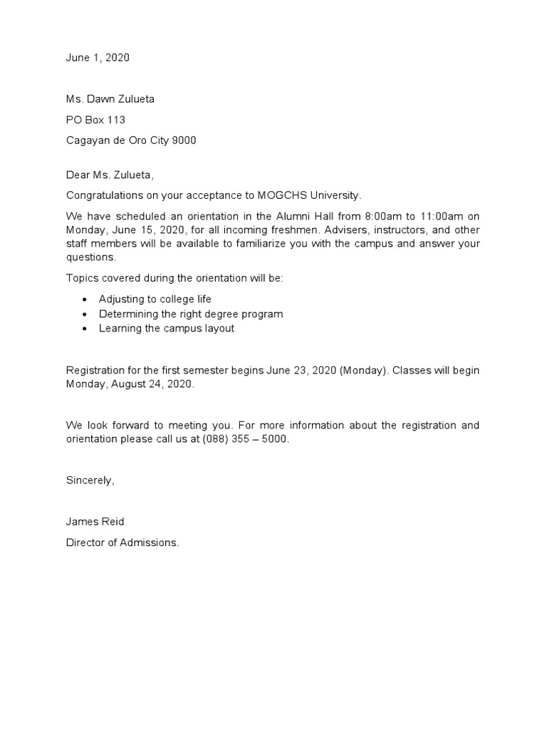 MOGCHS Freshman Orientation Details | PDF