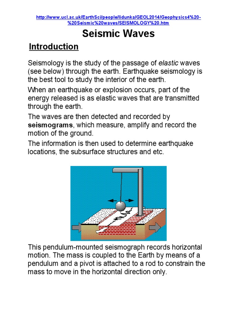 An Analysis Of Seismic Waves Their Properties Generation Propagation And Uses In Seismology