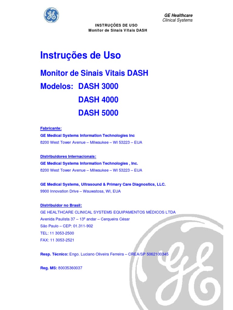 Monitor Multiparamétrico Dash 3000 - GE | PDF | Rádio | Telecomunicações