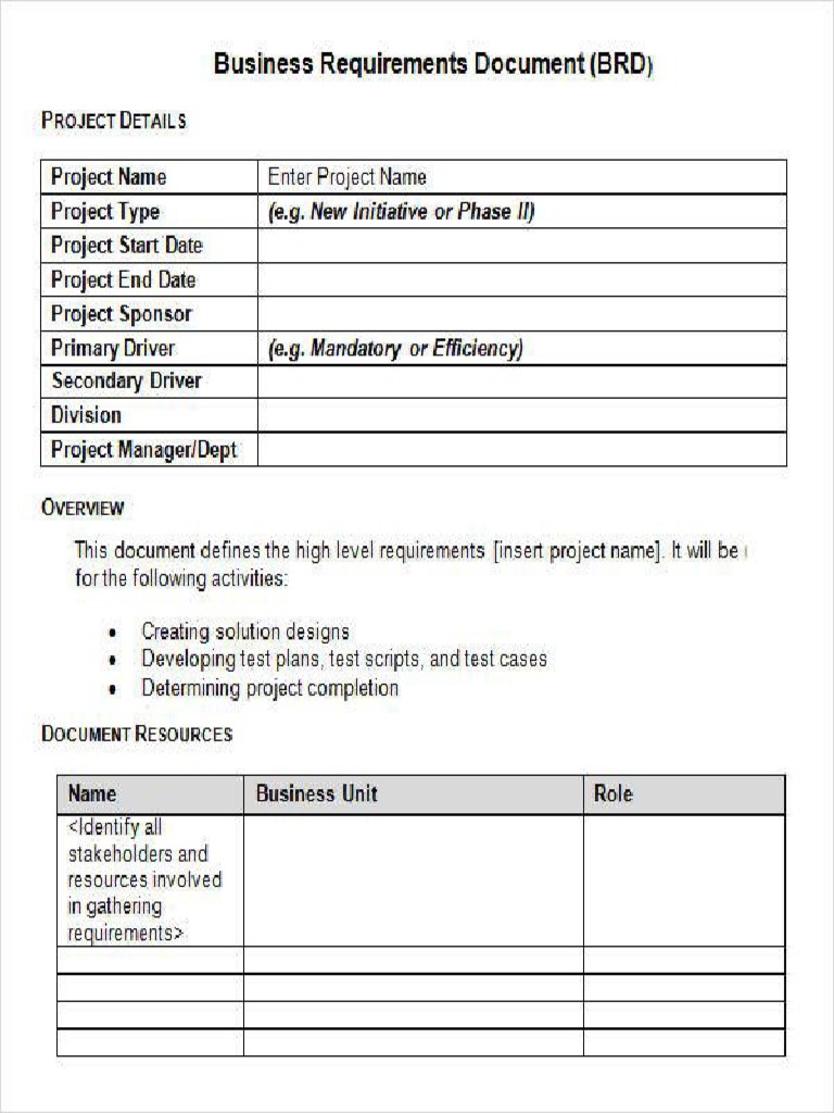Business Requirements Document (BRD) Example | PDF