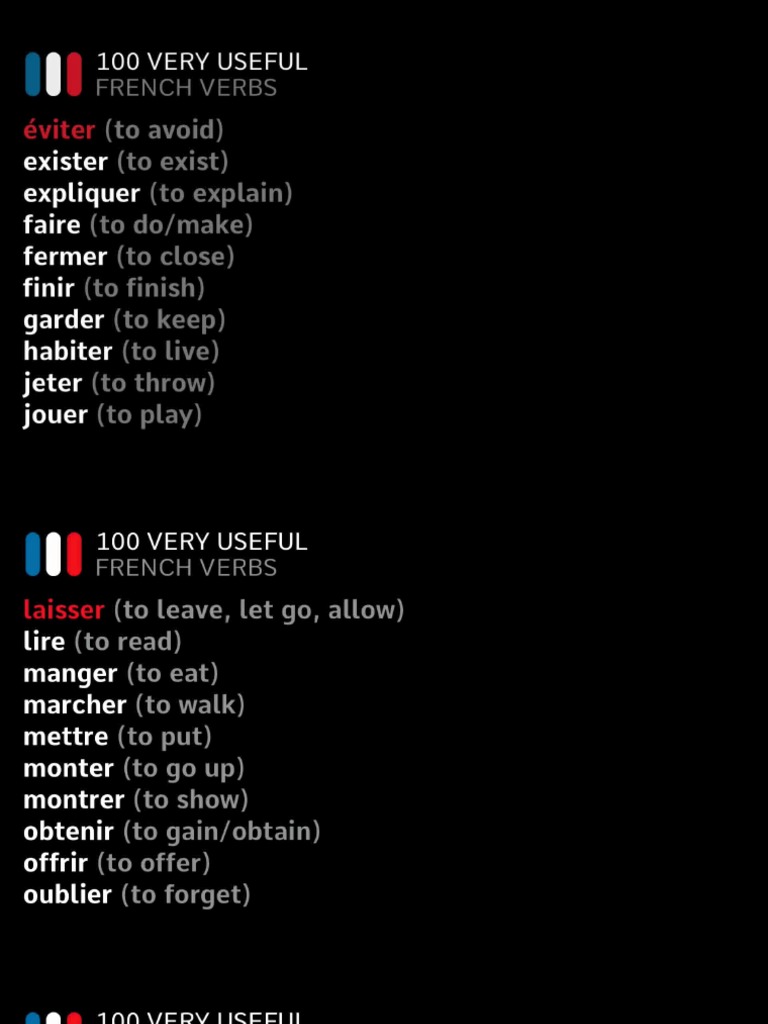 100 Essential French Verbs List | PDF