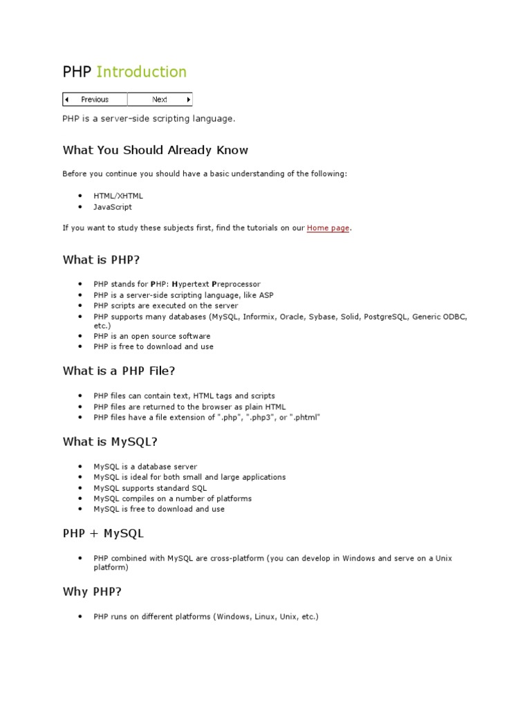 What You Should Already Know Php Is A Server Side Scripting Language Pdf Php Web Server 