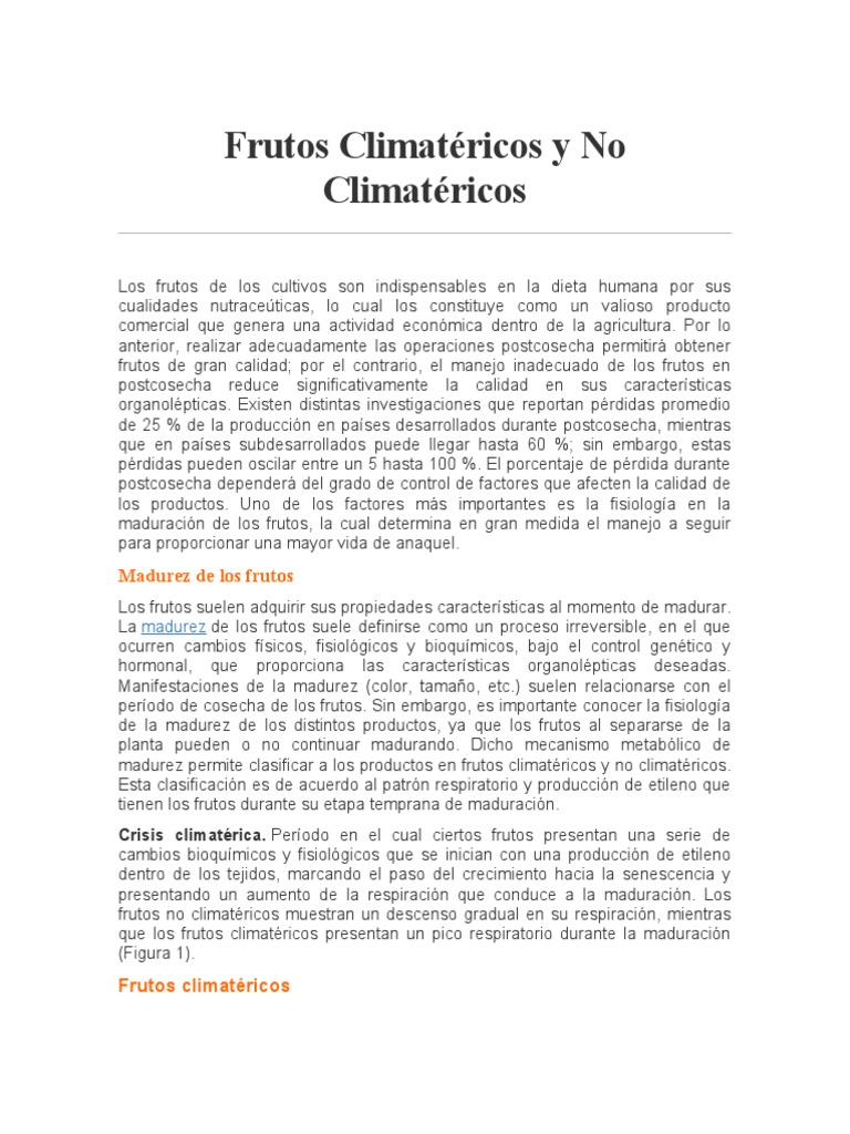 Frutos Climatericos y No Climatericos | PDF | Fruta