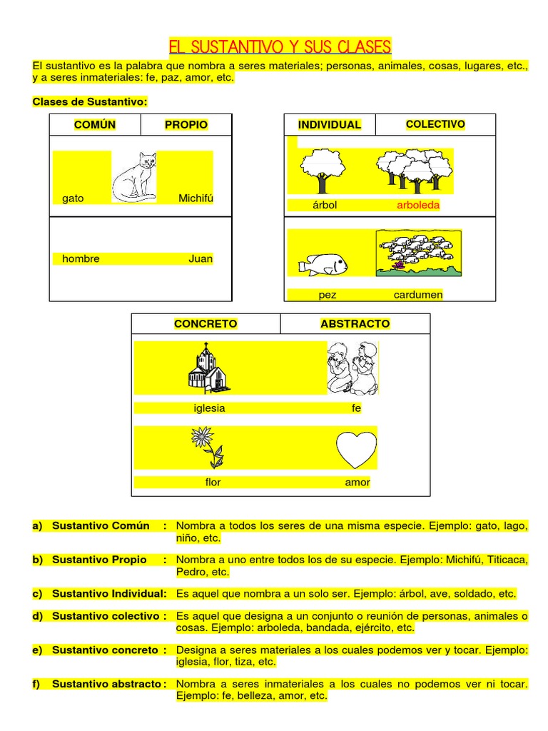 El Sustantivo y Sus Clases | PDF | Sustantivo