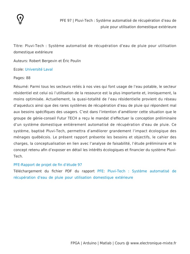 Pluvi-Tech : Récupération d'eau de pluie | PDF