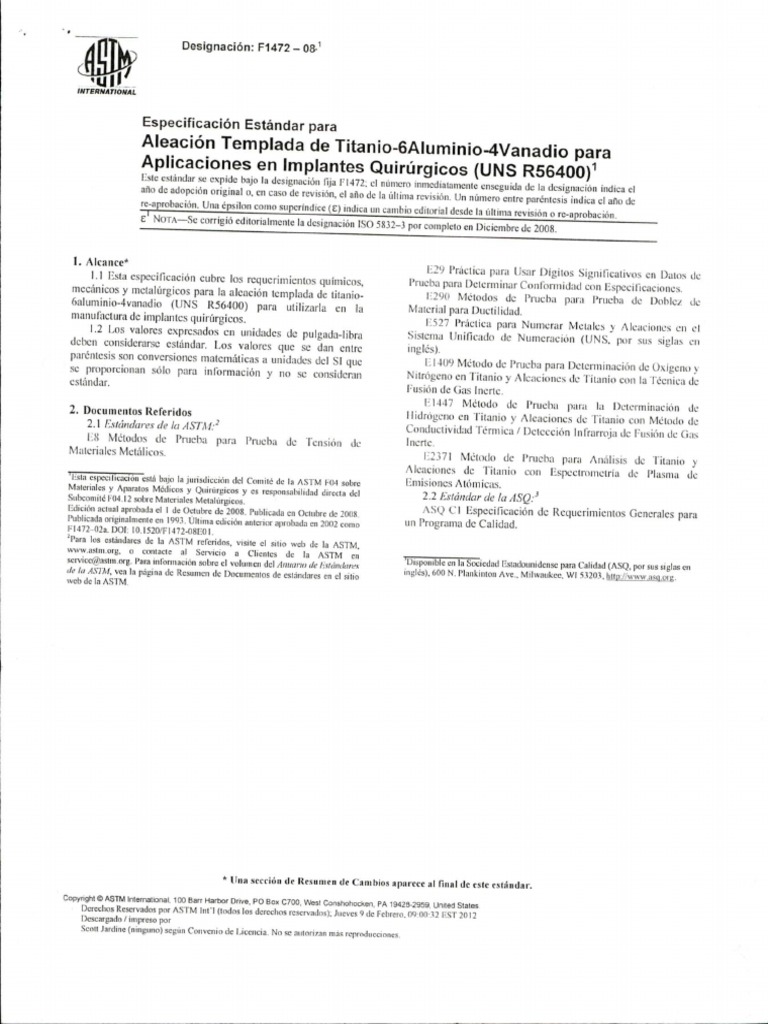 Astm F1472 - 08 | PDF