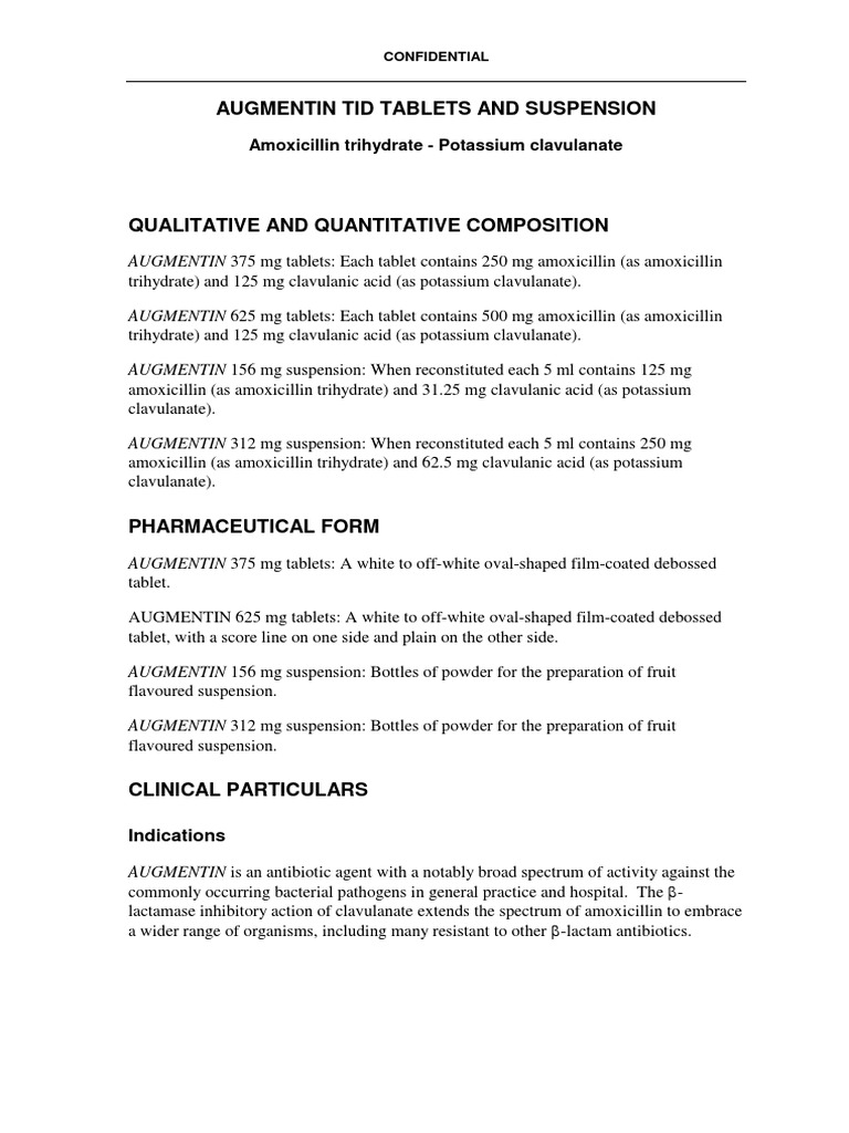 Augmentin Oral TID Tab 375mg IPI v14 | PDF | Dose (Biochemistry ...