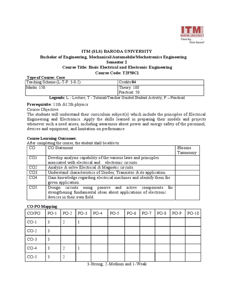 Syllabus BEEE | PDF | Bipolar Junction Transistor | Inductance