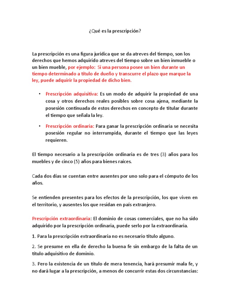 Qué Es La Prescripción | PDF | Estatuto de limitaciones | Propiedad