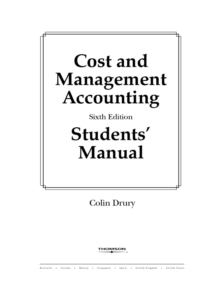 Cost and Management Accounting Students' Manual: Colin Drury | PDF ...