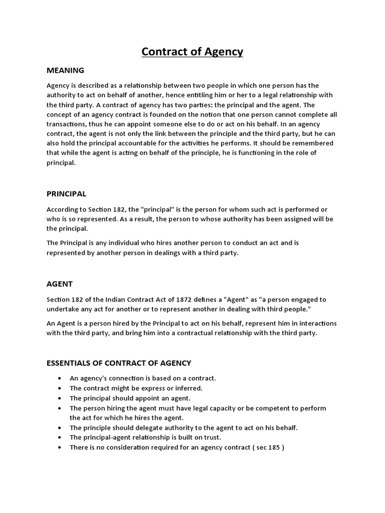 Contract of Agency | PDF | Law Of Agency | Government
