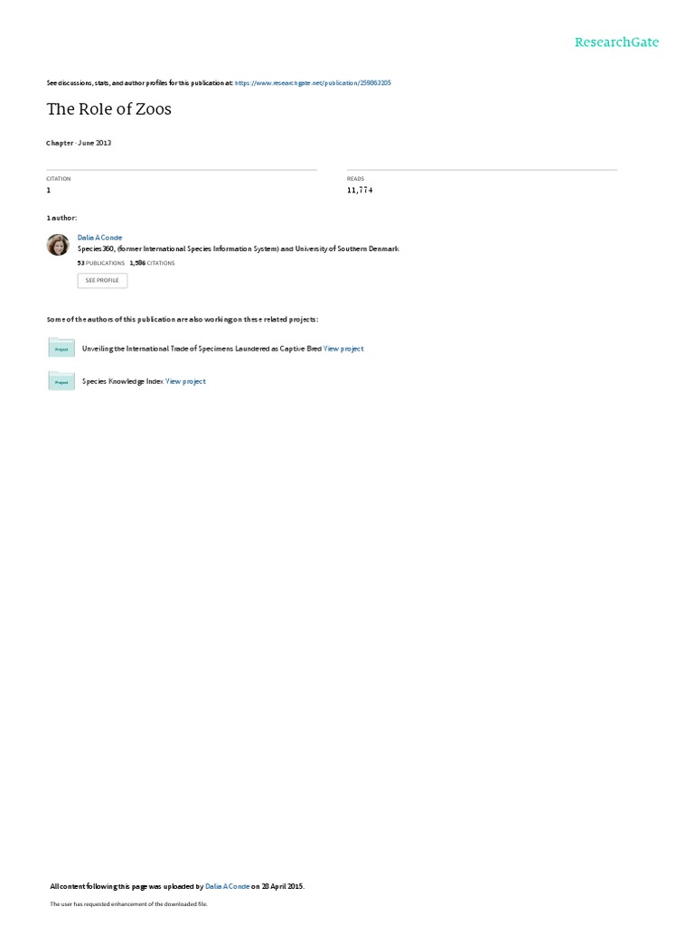 The Role of Zoos: June 2013 | PDF | Zoo | Conservation Biology