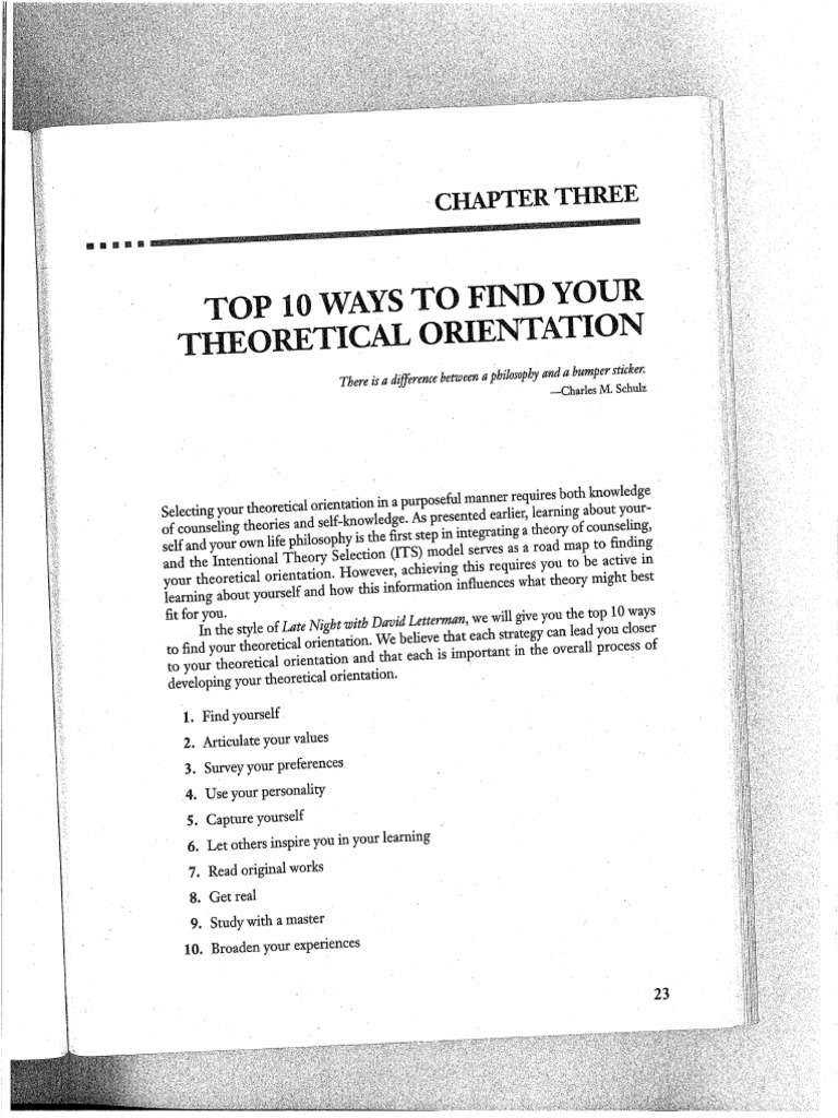 Top 10 Ways o Find Your Theoretical Orientation | PDF