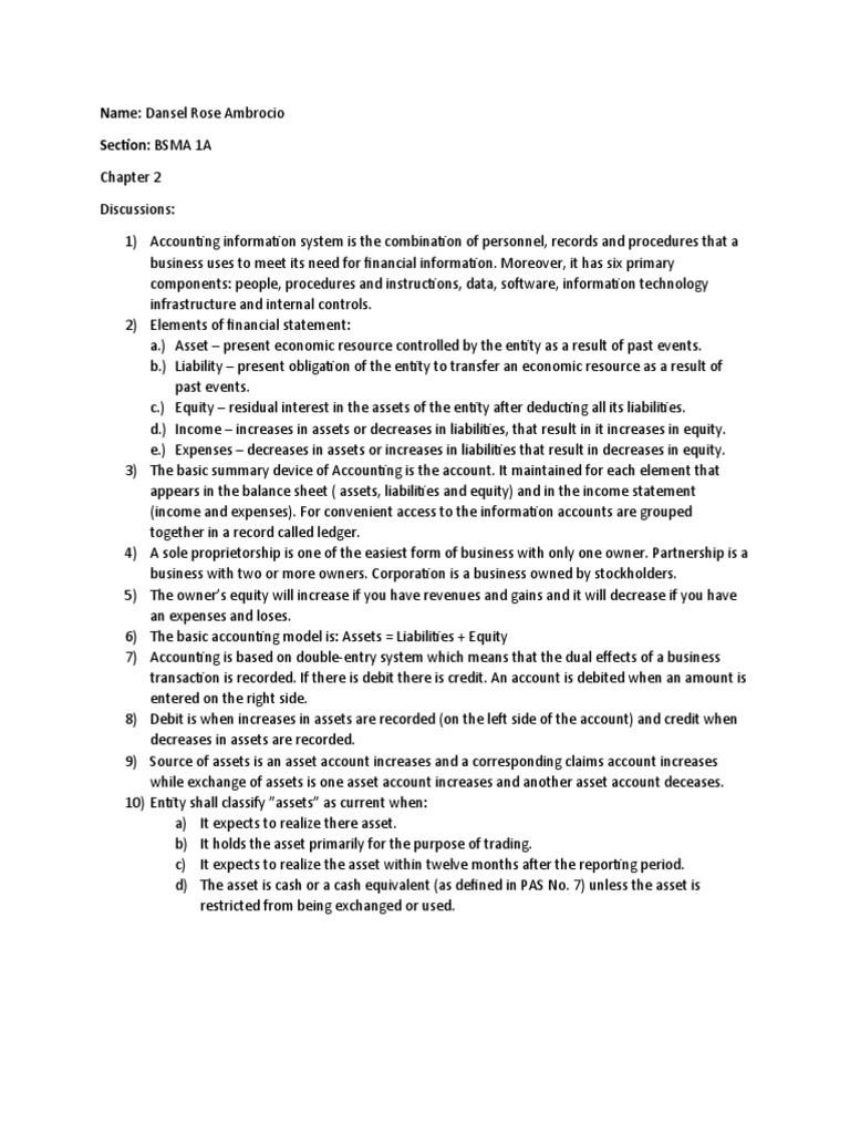 ACCTG 2 - Chapter 2 - Discussions | PDF | Debits And Credits | Expense