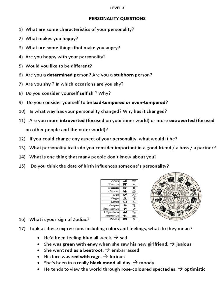 Personality Questions | PDF | Extraversion And Introversion | Human Nature