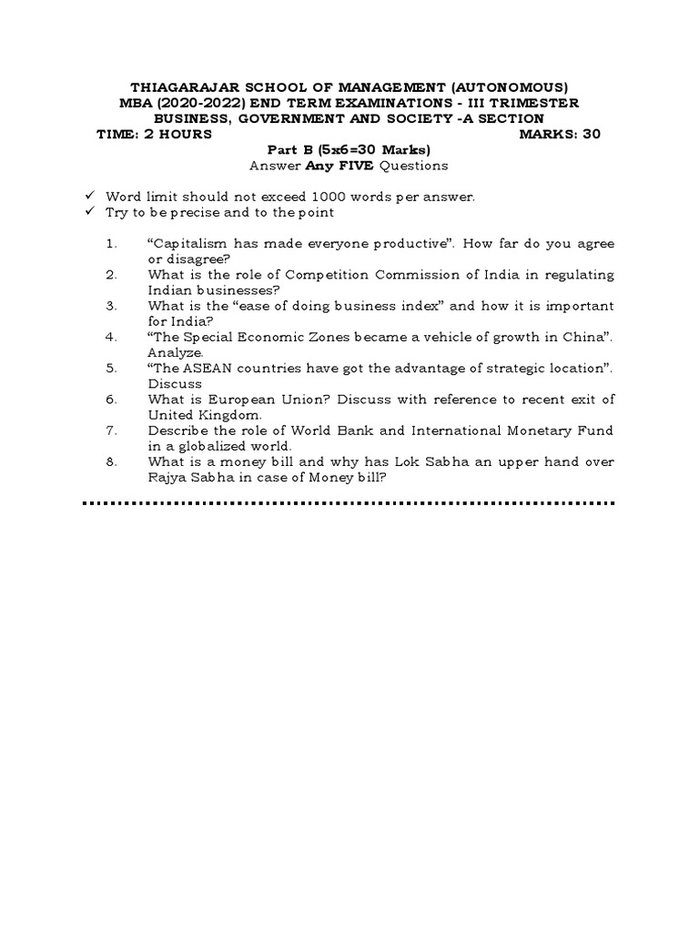 BGS Part B | PDF | Business | Finance & Money Management