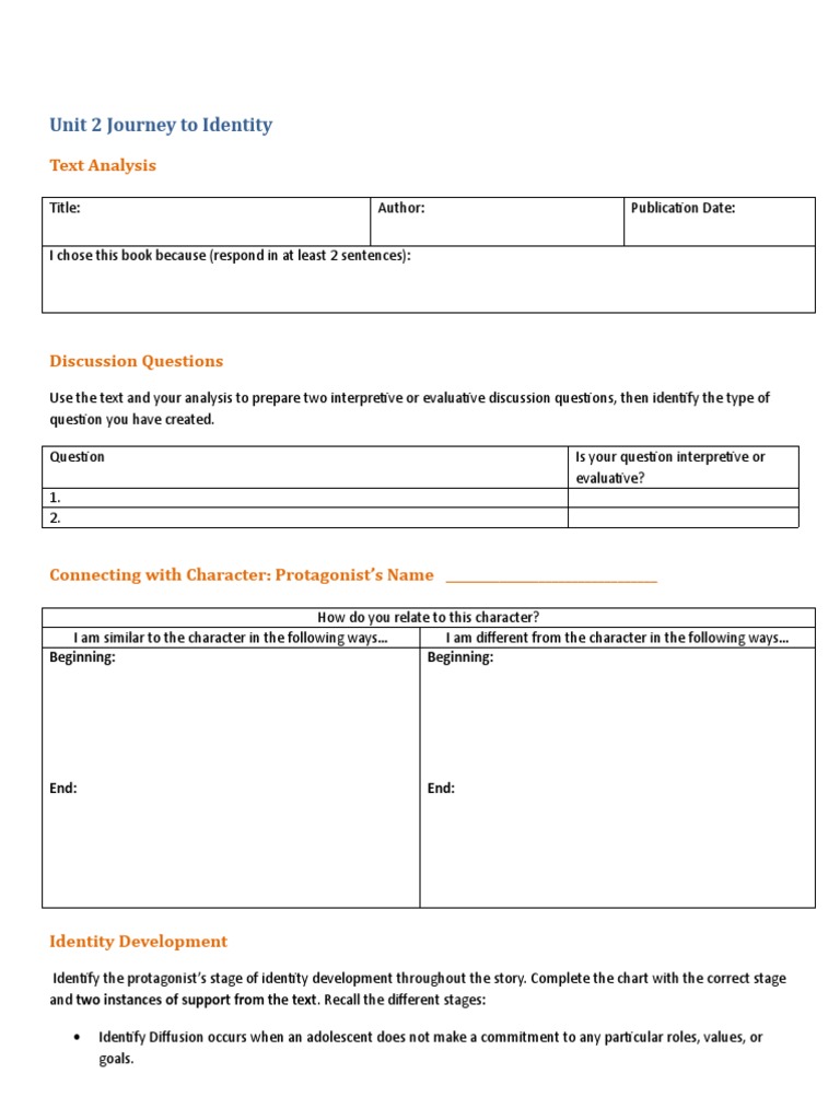 Text Analysis Worksheet | PDF | Plot (Narrative) | Identity (Social ...