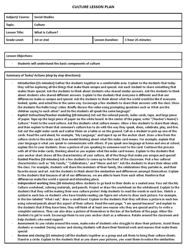 Lesson Plan Template - Social Studies | PDF | Lesson Plan | Education ...