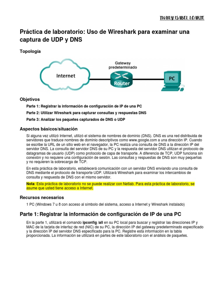 Tarea 1 - Análisis DNS Udp | PDF | sistema de nombres de dominio | Protocolos de internet