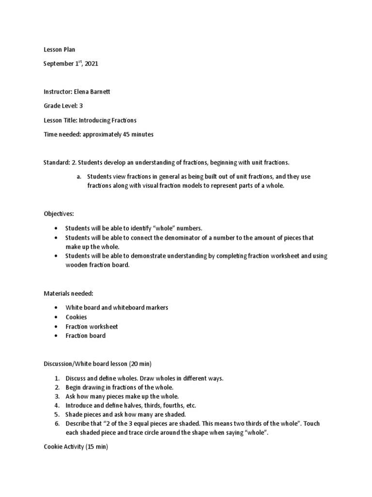 3rd Grade Lesson on Fractions | PDF | Communication | Learning