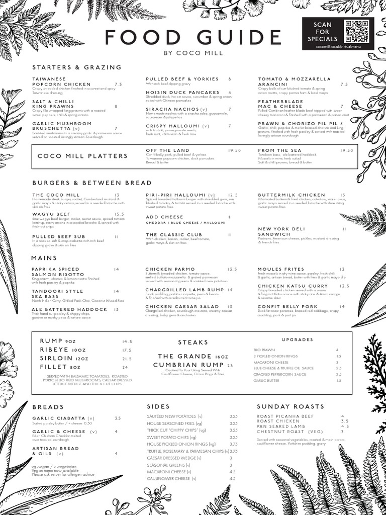 Food Guide: by Coco Mill Starters & Grazing | PDF | French Fries ...