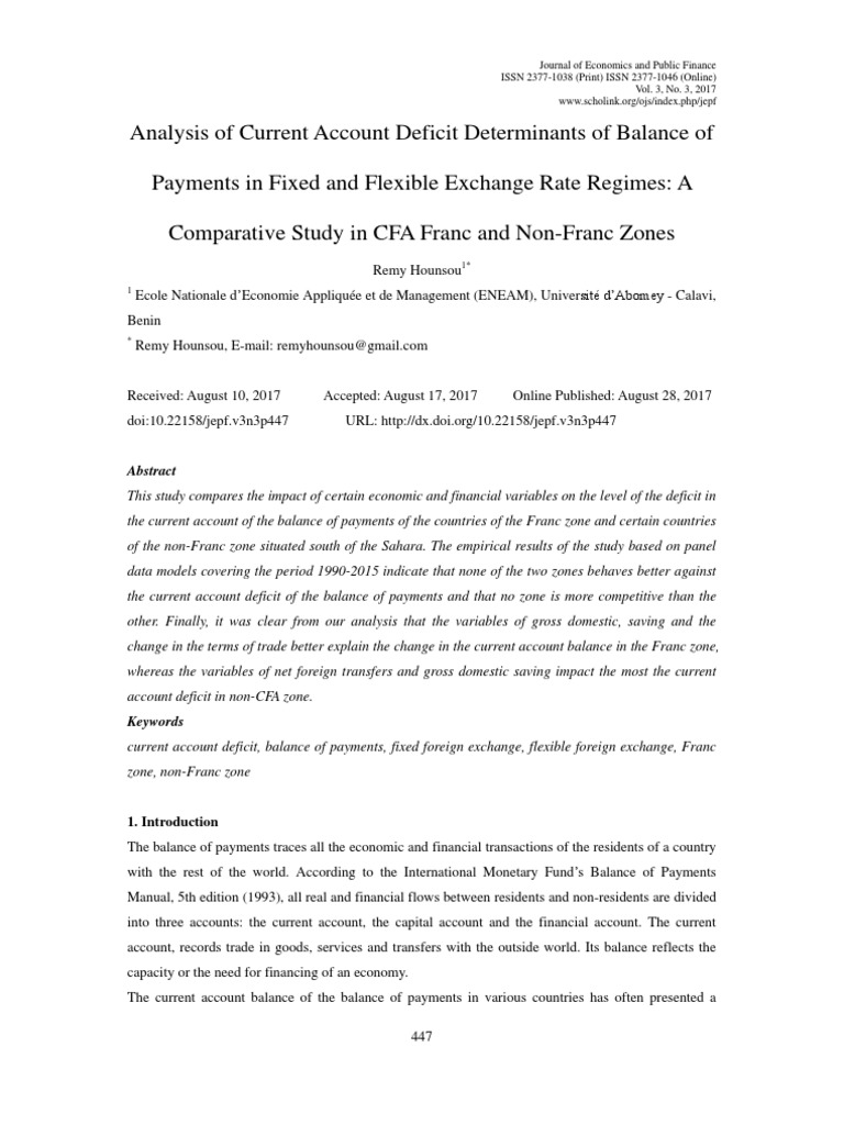 Analysis Of Current Account Deficit Determinants O Pdf Government Budget Balance Balance