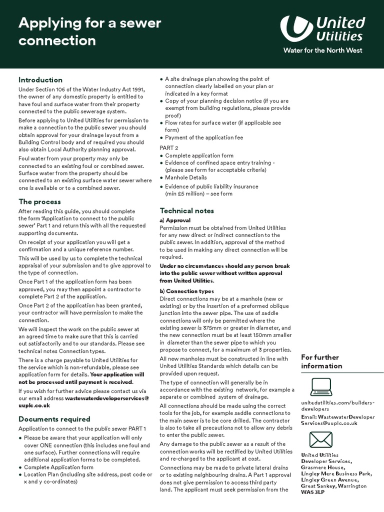Sewer Connection Application Guide | PDF | Sanitary Sewer | Sewage