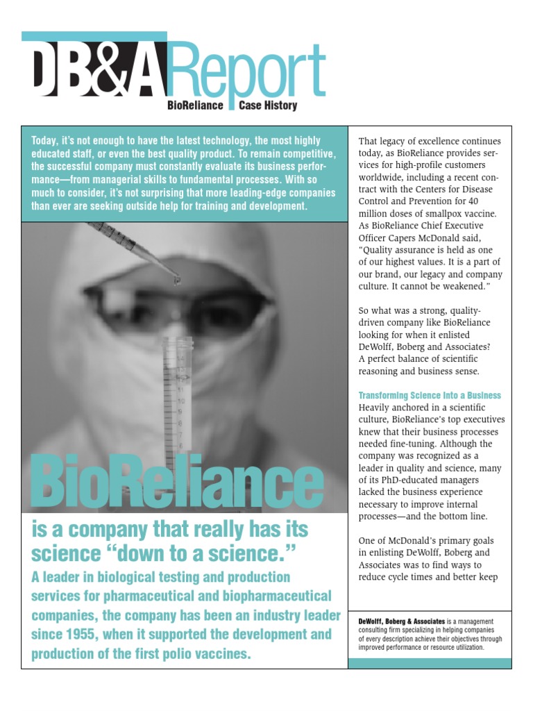 DB&A Project at Bioreliance | PDF | Business Process | Science