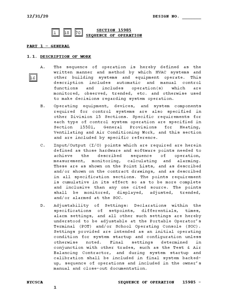 HVAC Sequence of Operation Summary | PDF | Thermostat | Water Heating