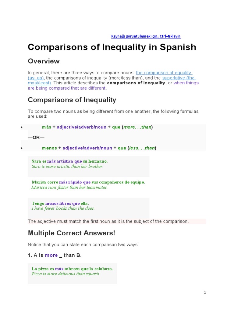 Comparisons of Inequality in Spanish | PDF | Adjective | Semantics