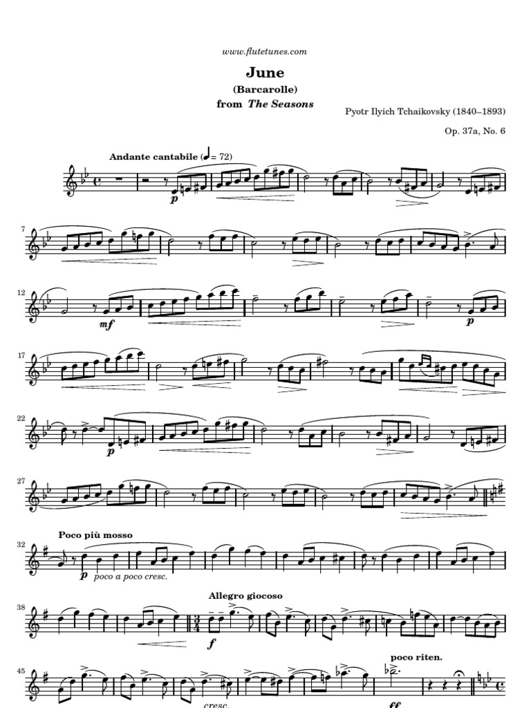 Tchaikovsky The Seasons June Barcarolle | PDF
