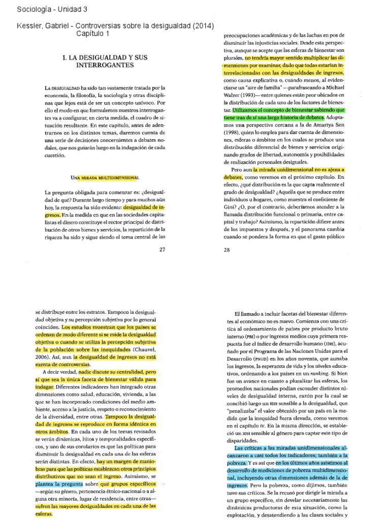 Kessler - Controversias Sobre La Desigualdad - Cap 1 | PDF ...