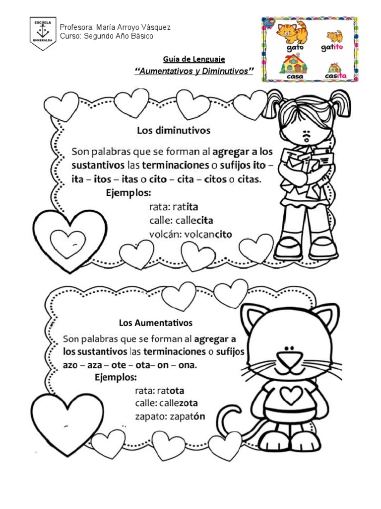 Aumentativos y Diminutivos: Guía Didáctica | PDF | Artes del Lenguaje y ...
